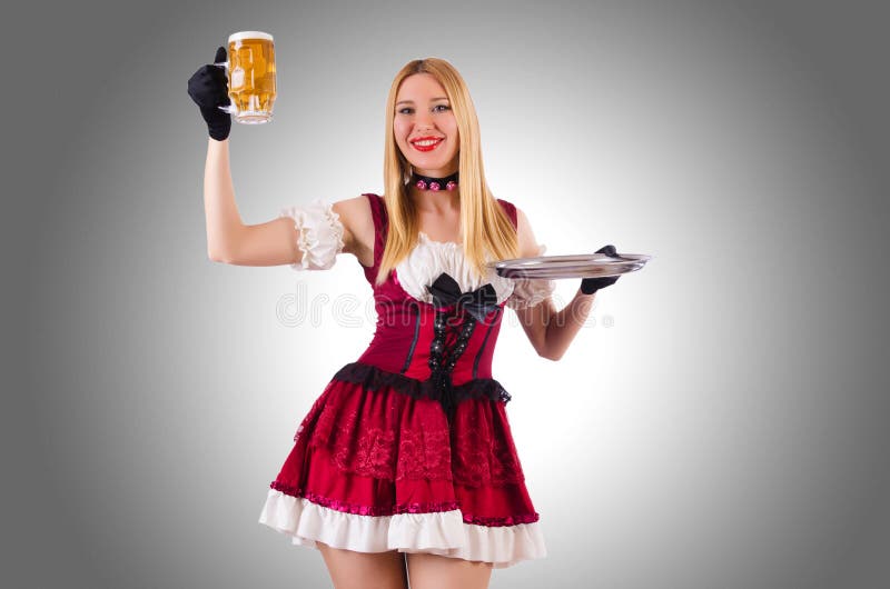 Young waitress with beer stock photo. Image of alcohol - 46953272