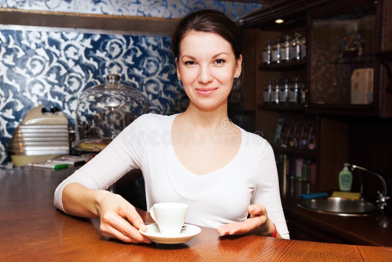 Young waitress and coffee stock image. Image of lifestyle - 77257443