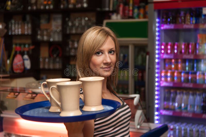 Young Waitress stock photo. Image of woman, blond, pretty - 33585196