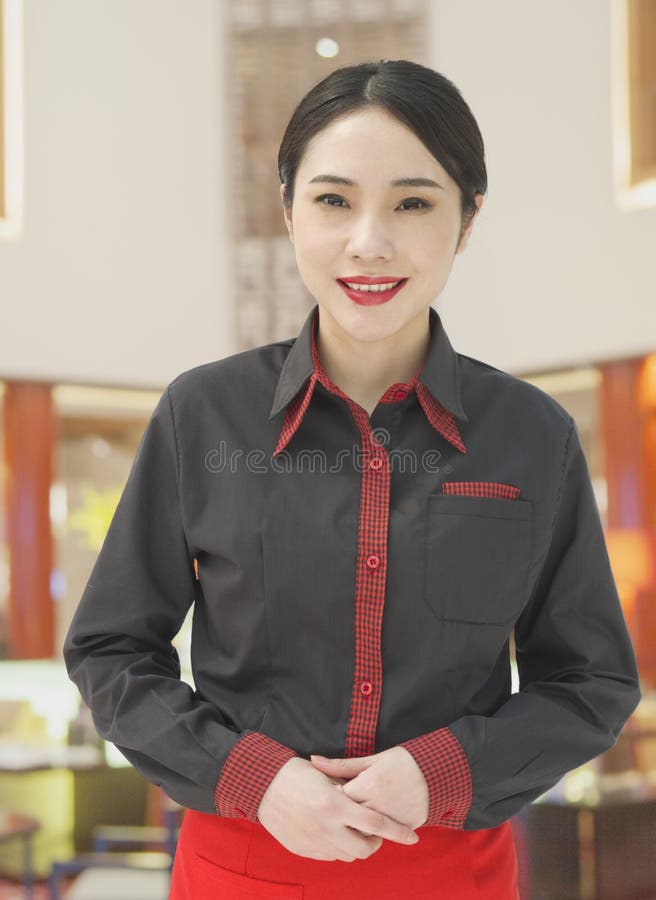 Young waitress, Greeting stock image. Image of looking - 31690907