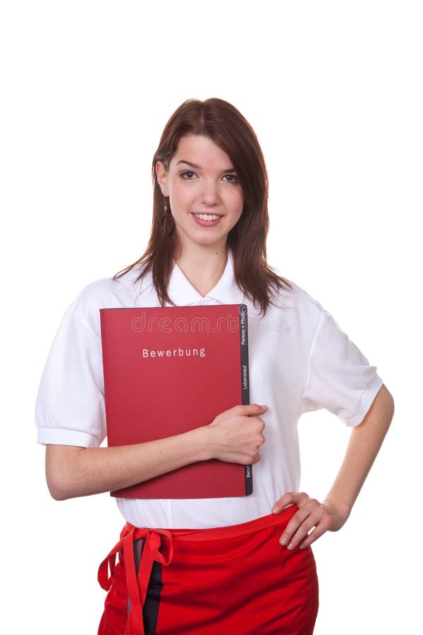 Young Waitress with Her Application Folder Stock Photo - Image of ...