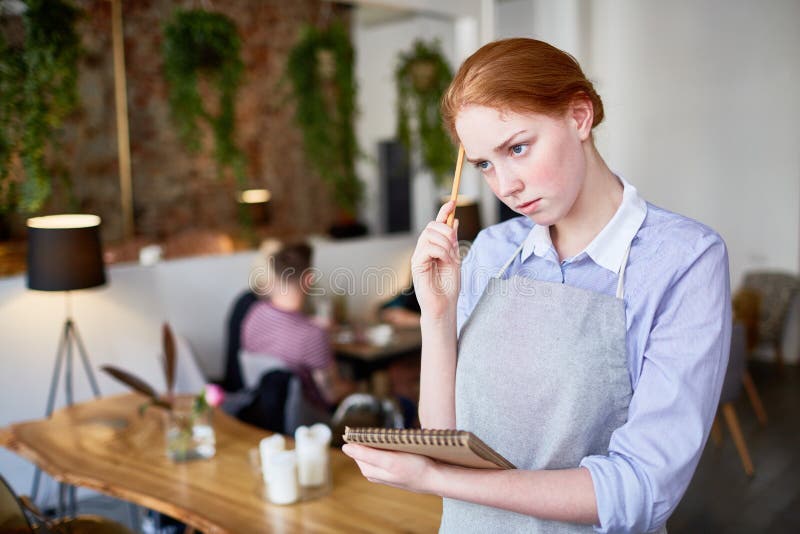 Waitress at work stock image. Image of girl, redhair - 98862647