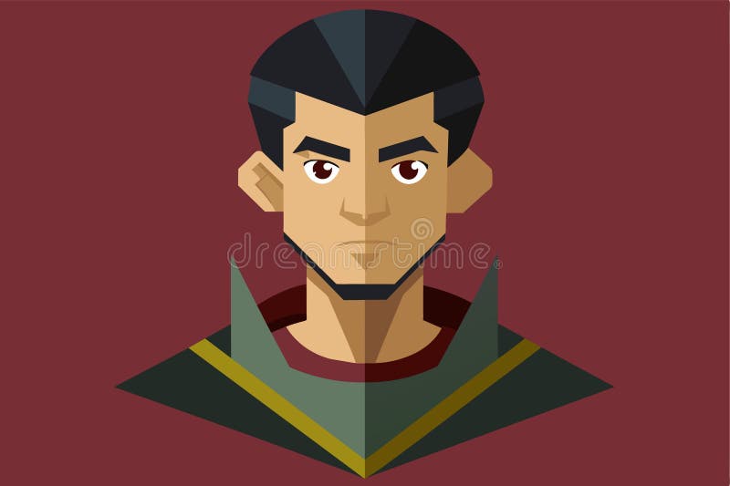 A Young Warrior with Angular Features and a Serious Expression Dons ...