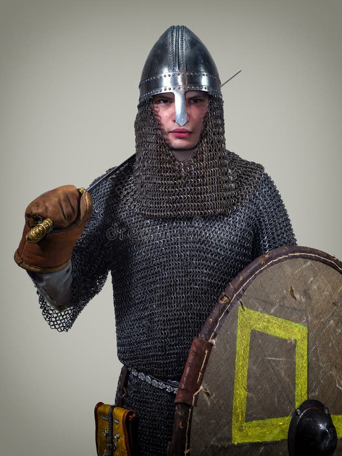 Young Warrior of the Early Middle Ages. Stock Photo - Image of armor ...