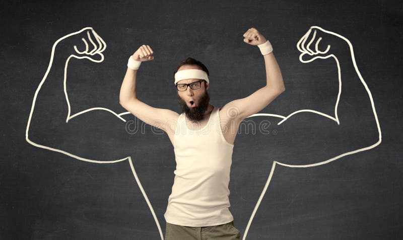 Young Weak Man with Drawn Muscles Stock Image - Image of adult, fitness ...