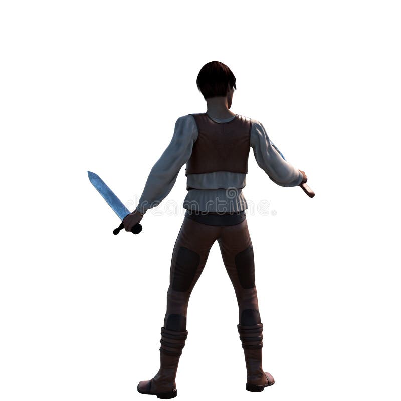 A Young Well-dressed Warrior in Leather Armor Stock Illustration ...