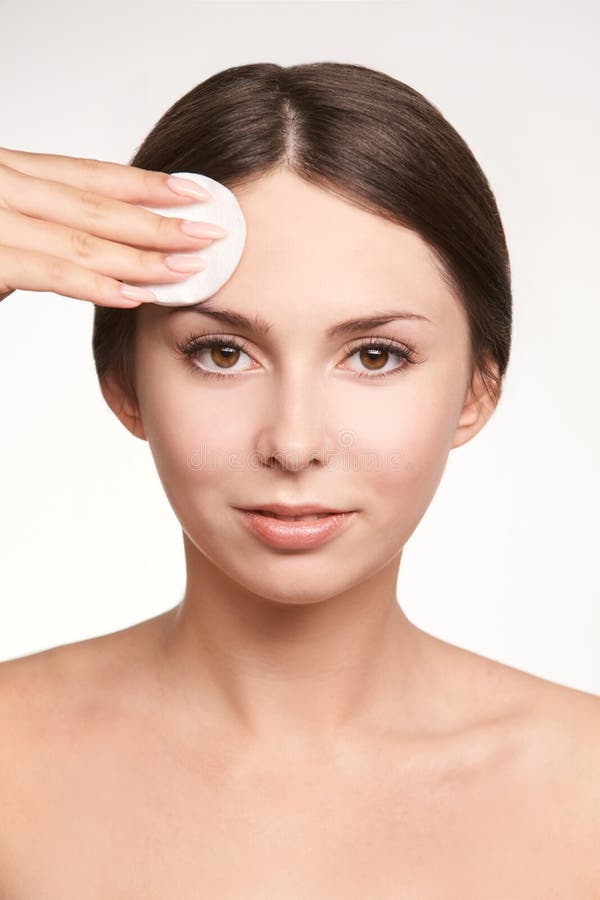 Young White Girl Remove Mascara. Face Makeup Stock Image - Image of ...