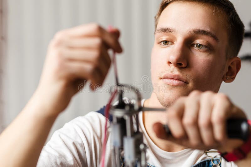 Young White Man Working with Sewing Machine Stock Image - Image of ...