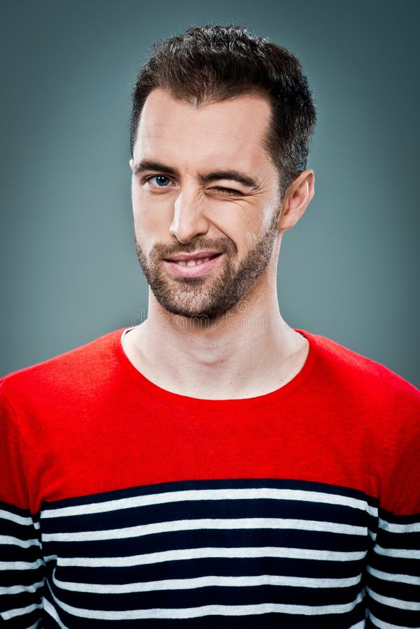 Young Winking Man stock image. Image of portrait, camera - 30456743