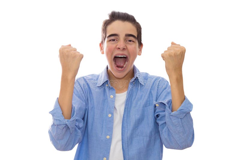 Young Winner with Expression of Triumph Stock Image - Image of modern ...