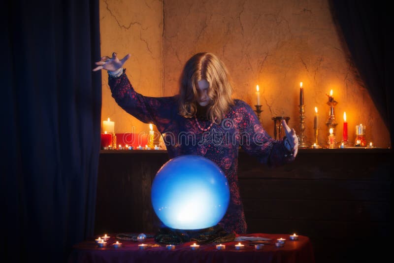 Witch with crystal ball stock image. Image of ball, looking - 16897439