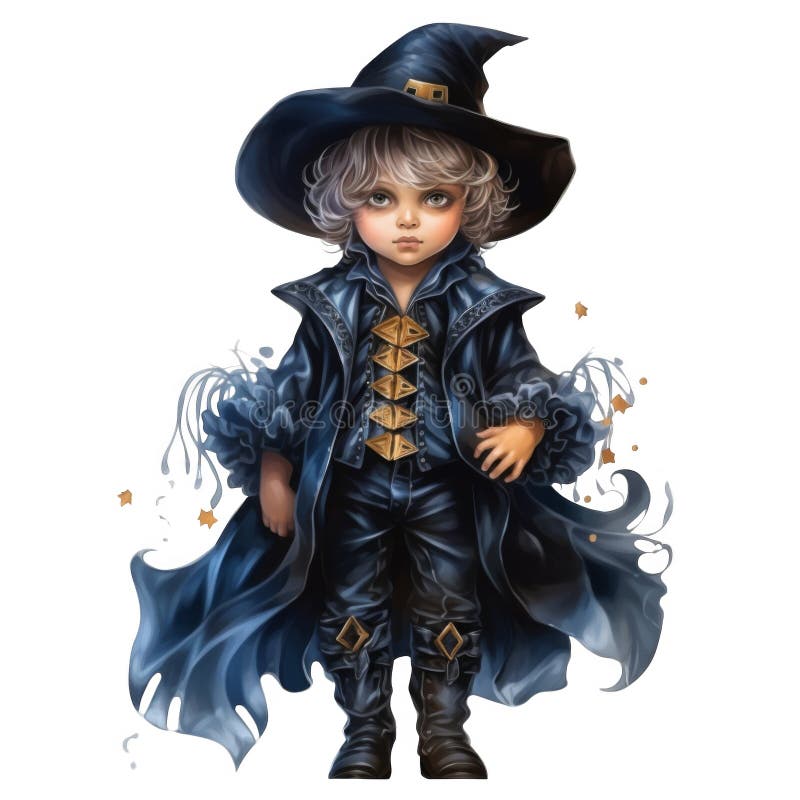 Young Wizard in Blue Robe and Witch S Hat Stock Photo - Illustration of ...
