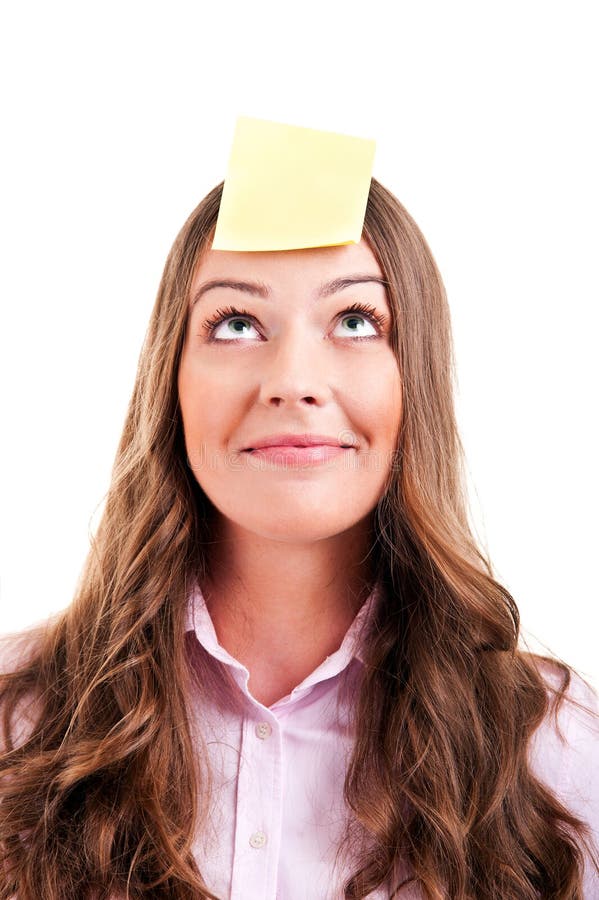 Young Woma Yellow Sticky Note Stock Photos - Free & Royalty-Free Stock ...