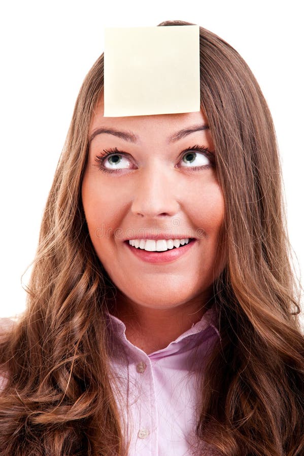 Young Woma Yellow Sticky Note Stock Photos - Free & Royalty-Free Stock ...