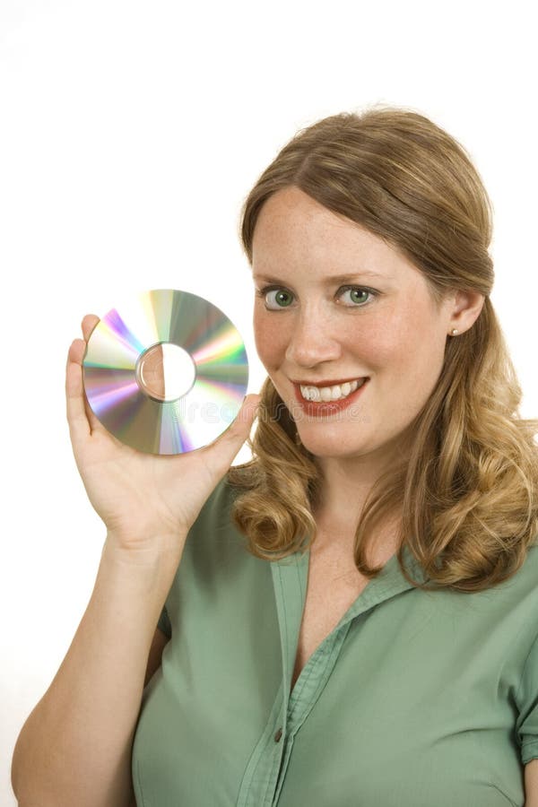 Happy Smiling Woman, CD Disc Stock Photo - Image of girl, people: 3407672