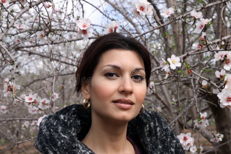 Young woman stock image. Image of young, flower, branch - 38013277