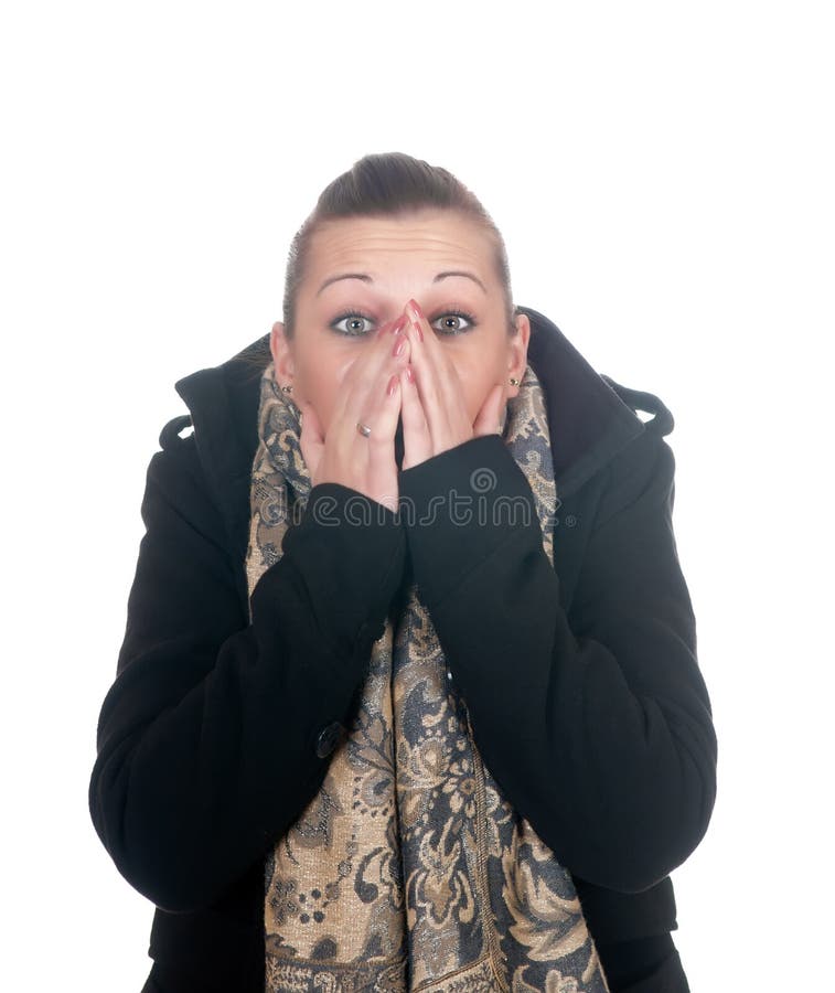 Afraid woman in the car stock photo. Image of sitting - 25049152