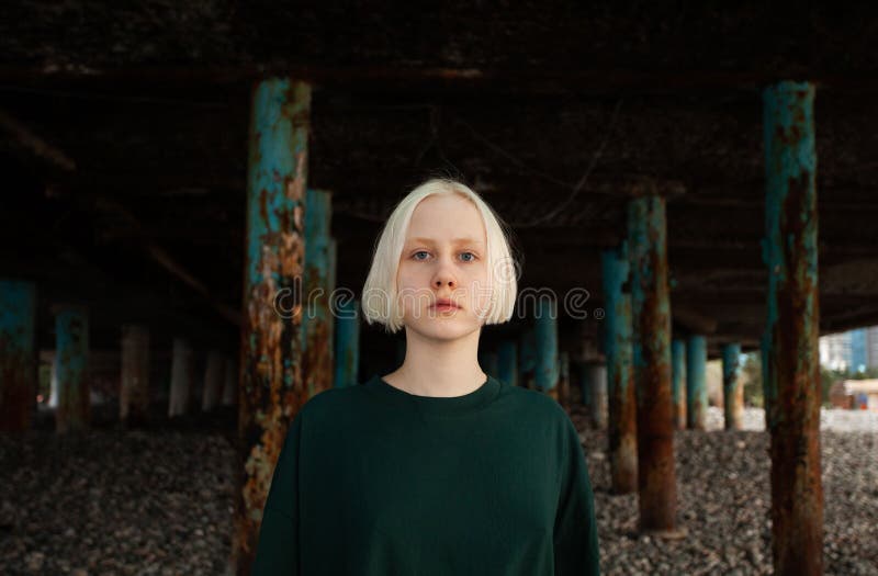 Young Woman Alone Looking at Camera, Portrait Stock Image - Image of ...