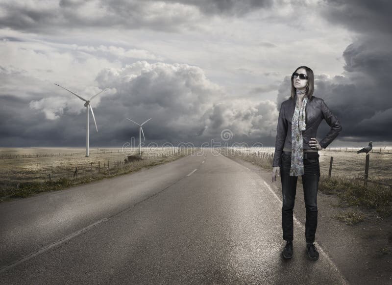 Young woman alone standing stock image. Image of people - 21969839