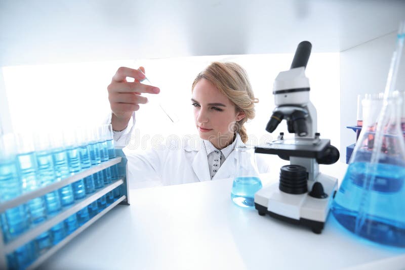 Young Woman Analyzing Samples in a Lab Stock Image - Image of education ...