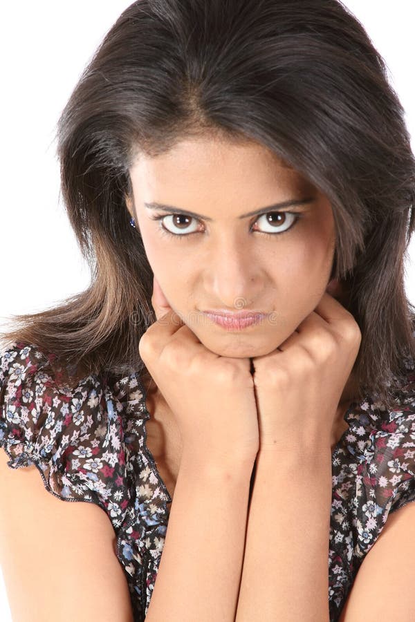 Young Woman with an Angry Expression Stock Image - Image of firm, frown ...