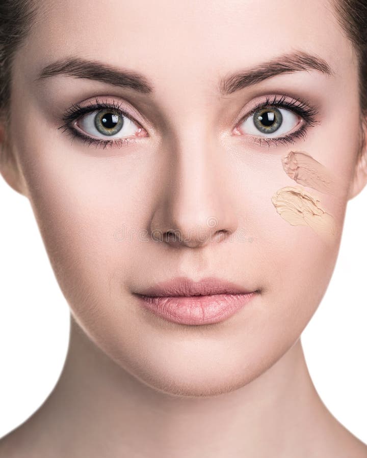 Young Woman Applying Foundation Stock Image - Image of beauty, isolated ...