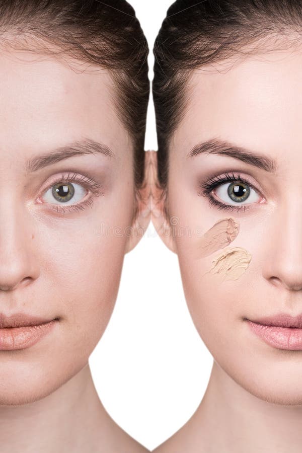 Young Woman Applying Foundation Stock Photo - Image of cosmetic ...