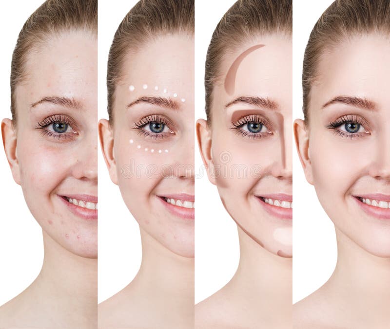 Woman Applying Makeup by Steps. Stock Image - Image of closeup ...