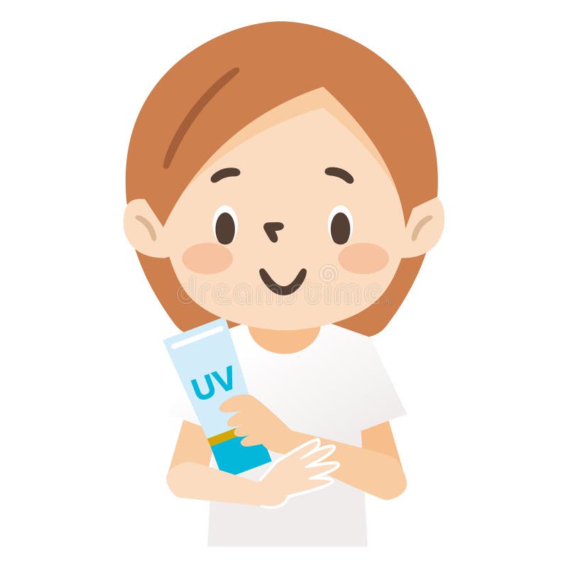 Young Woman Applying Sunscreen On Her Arm Stock Vector Illustration