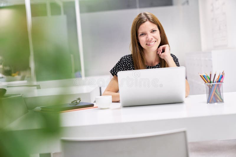 Intern is Working on Laptop Computer Stock Photo - Image of coworking ...