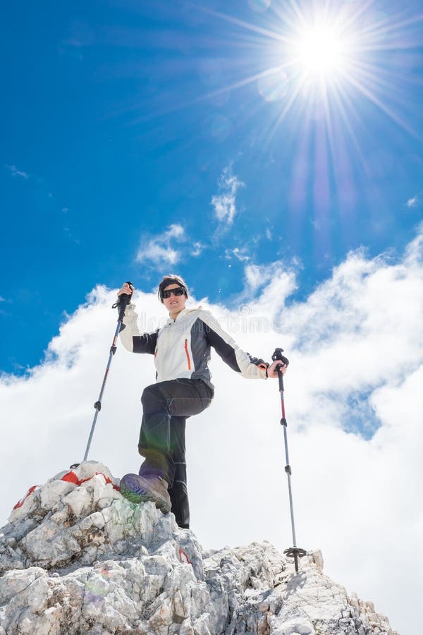 Woman Ascending an Outdoor Rock Climbing Wall Stock Photo - Image of ...