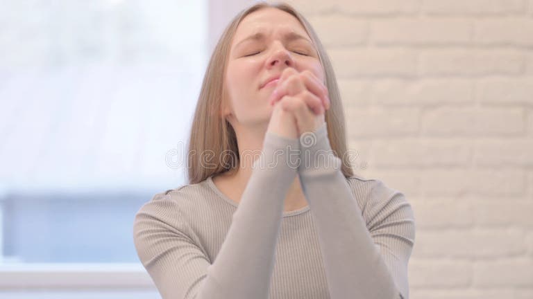 Woman Asking for Help with Both Hands Folded Stock Image - Image of ...