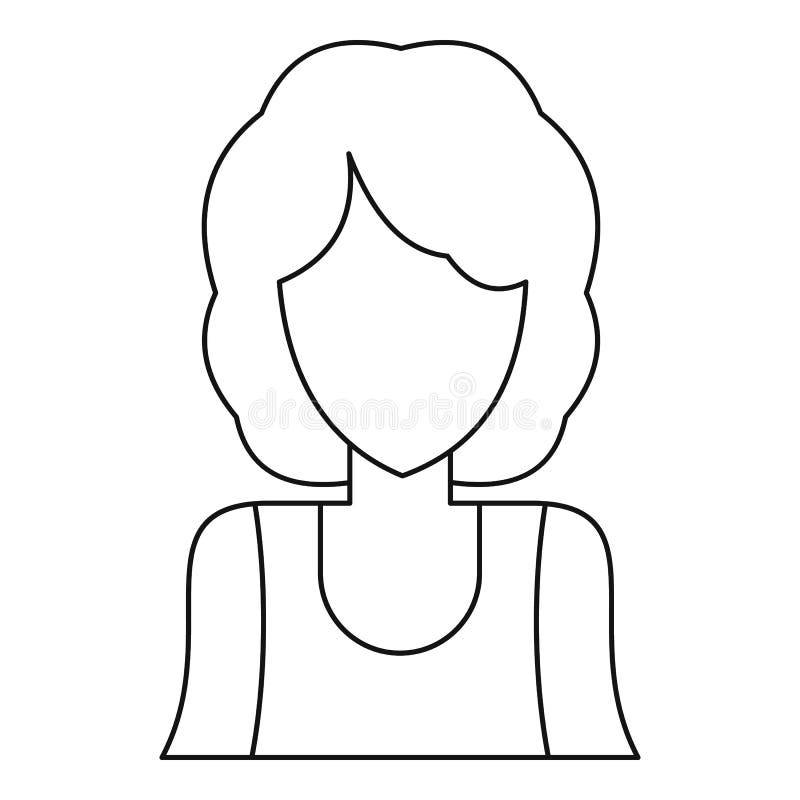 Young Woman Avatar Icon, Outline Style Stock Vector - Illustration of ...