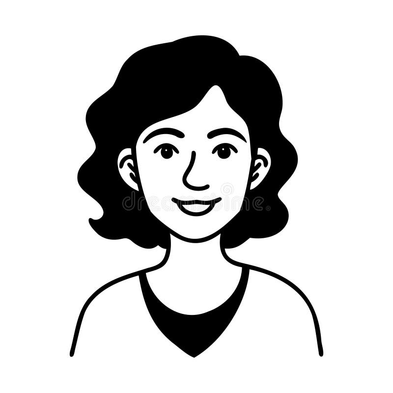 Young Woman Avatar Line Art Vector Doodle Stock Illustration ...