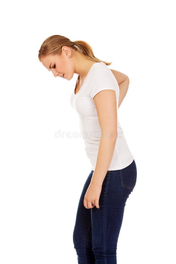 Young woman with back ache stock image. Image of medical - 64526521