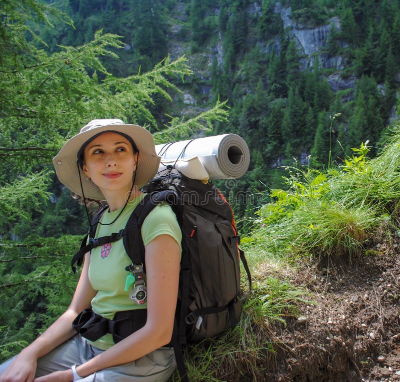 Young woman with backpack stock image. Image of lifestyle - 37966675