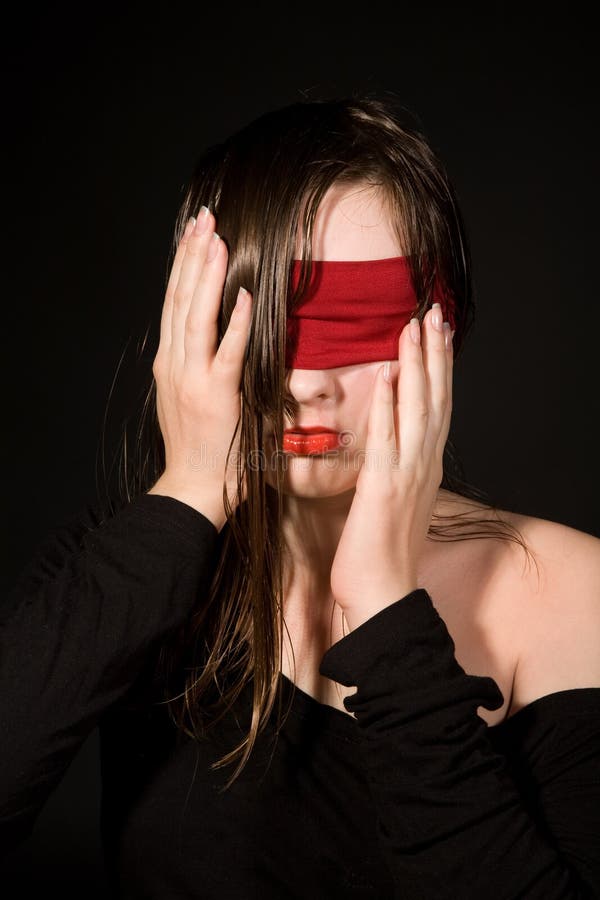 Young Woman Bandage on Eyes Stock Image - Image of portrait, bandage ...