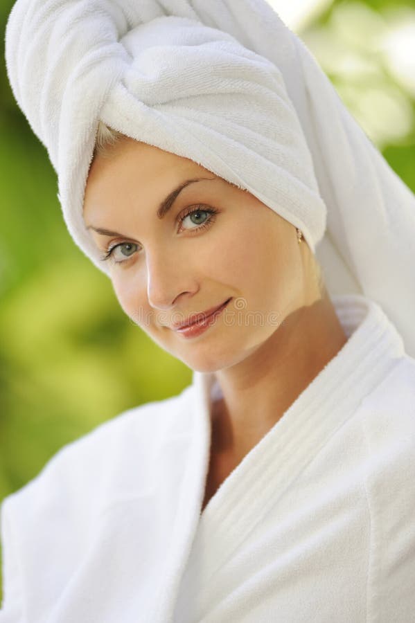 Young woman after bath stock photo. Image of beauty, background - 10649776
