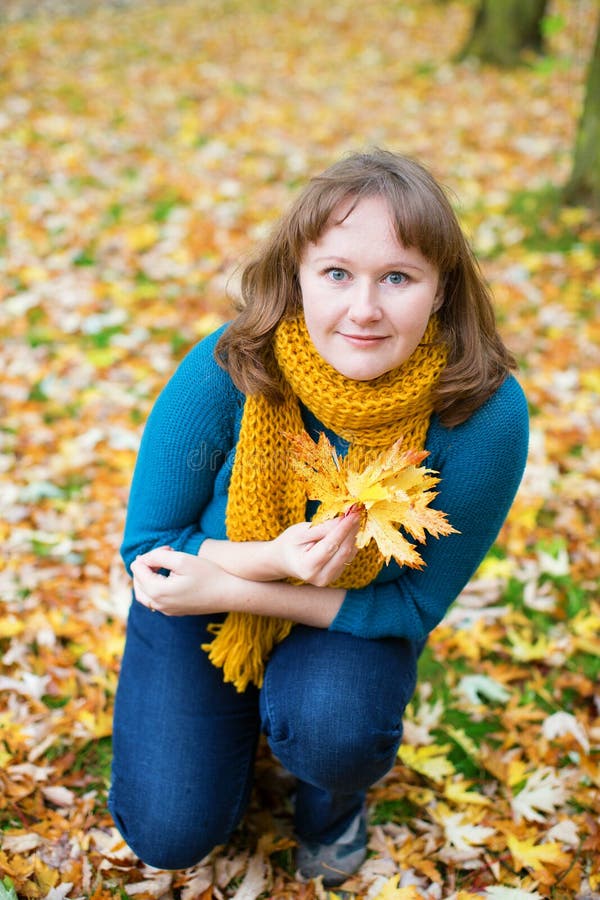 Young Woman on a Beautiful Autumn Day Stock Photo - Image of face, eyes ...
