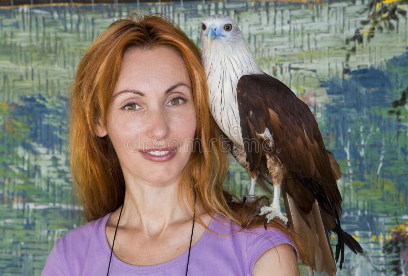 Young Woman with Bird Shoulder Arm Stock Photo - Image of people ...