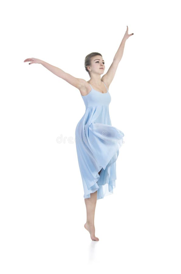 A Girl in a Blue Dress Dancing Ballet Stock Image - Image of classical ...