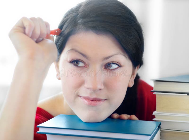Young woman with books stock image. Image of adolescence - 18832757