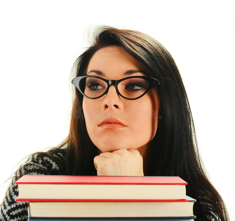 Young Woman with a Book Isolated on White Stock Photo - Image of beauty ...