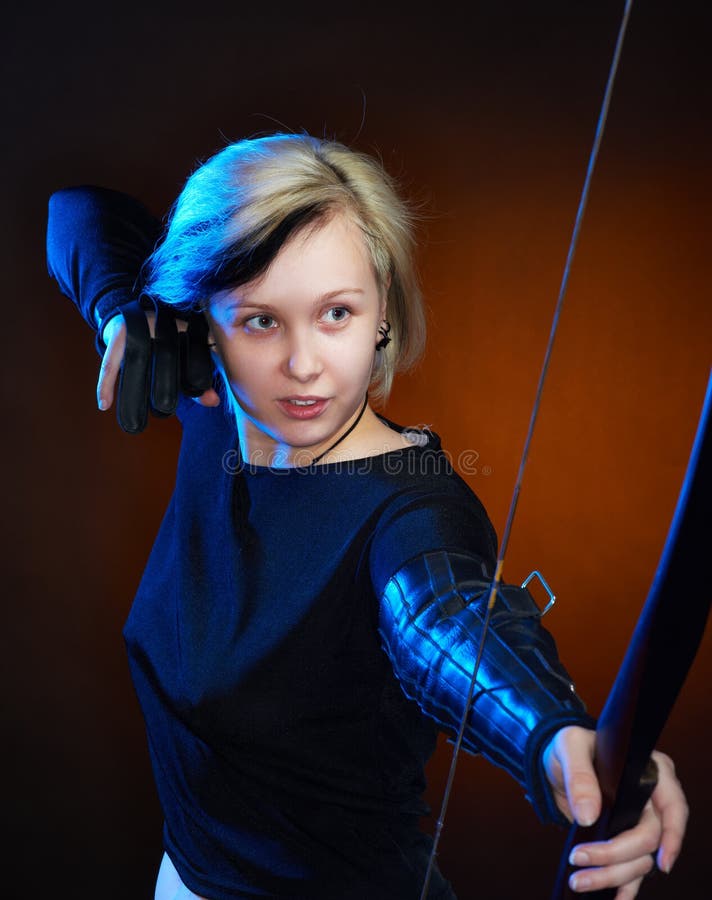 Young woman with bow stock photo. Image of feather, antique - 18823310