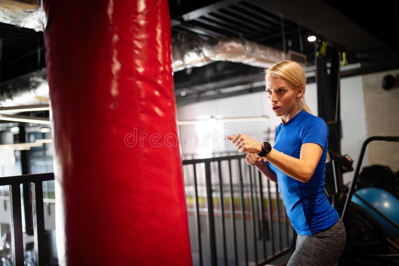 Young Woman Boxing and Training in a Gym Stock Image - Image of healthy ...
