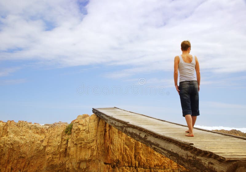 Young woman on bridge stock image. Image of body, blue - 2413219