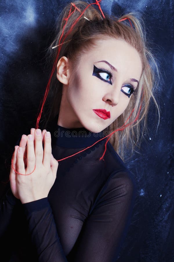 Young Woman with Bright Gothic Makeup Stock Photo - Image of gothic ...