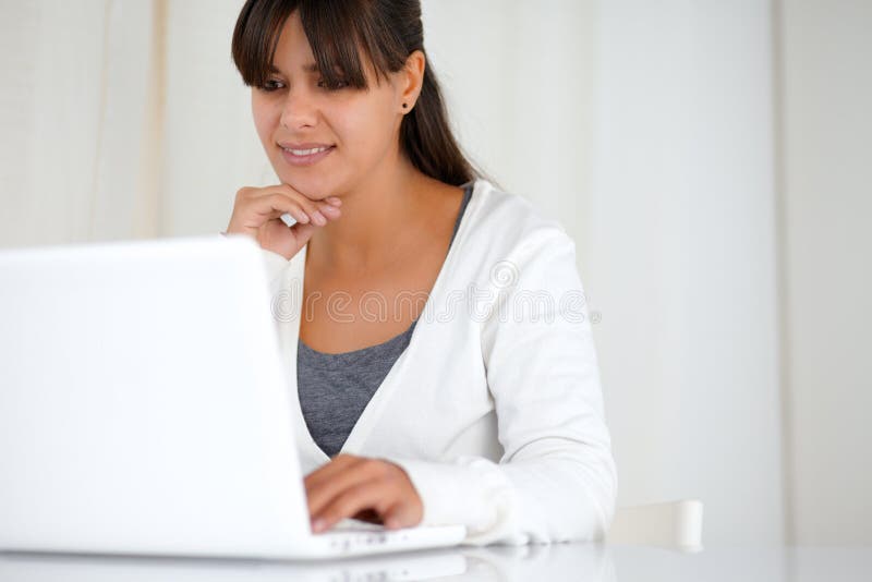 Woman Browsing the Internet Stock Photo - Image of laptop, leisure ...