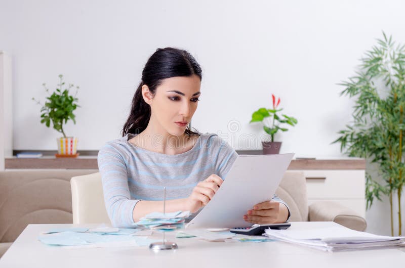 Young Woman in Budget Planning Concept Stock Image - Image of credit ...