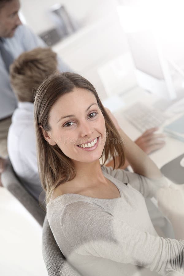 Young Woman in Business Apprenticeship Stock Photo - Image of ...